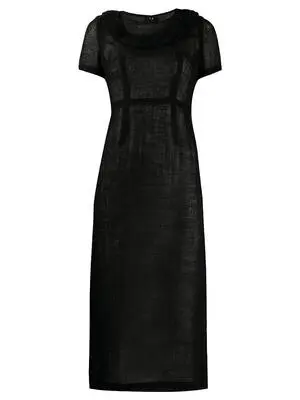 Comme Des Garçons 2000 Ruffled Neck Sheer Dress - Black