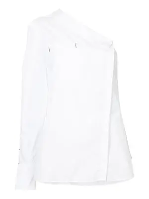 MUGLER Asymmetric One-shoulder Shirt - White
