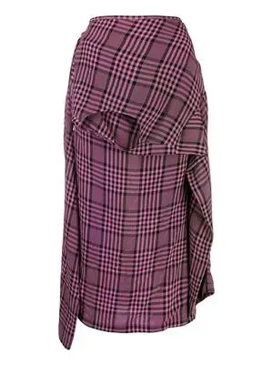 Colville Plaid Asymmetric Skirt - Pink