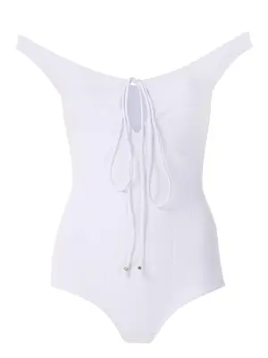 AMIR SLAMA Lace-up Bodysuit - White