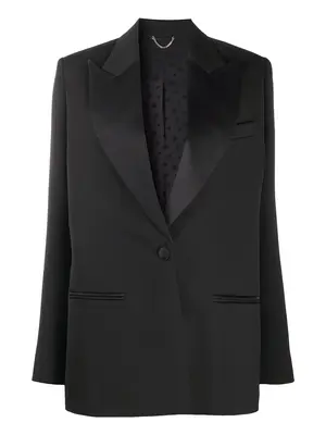 Magda Butrym Satin Lapel Blazer - Black