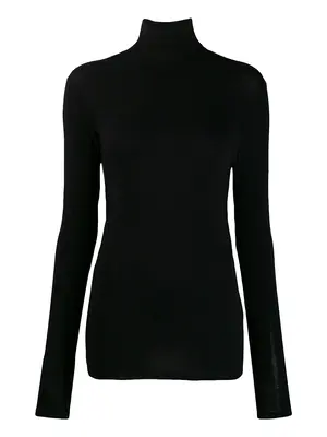 Majestic Filatures Turtleneck Jersey Top - Black