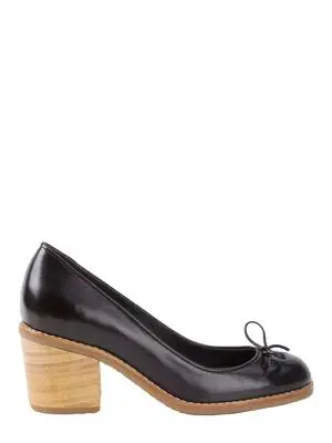 STUDIO CHOFAKIAN Leather Chunky Heel Pumps - Black