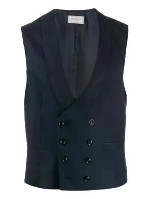 Brunello Cucinelli Double-breasted Virgin Wool Waistcoat - Blue