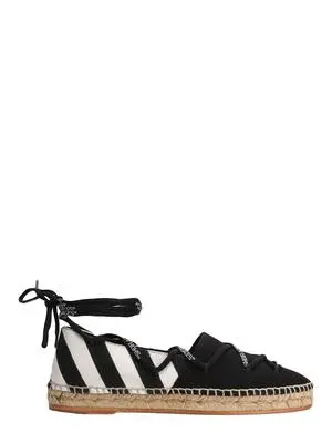 Off-White Diagonal Stripe Tie Espadrilles - Black