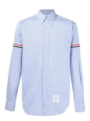 Thom Browne Striped-detail Long-sleeved Shirt - Blue