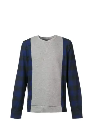 MOSTLY HEARD RARELY SEEN Plaid Sleeves Sweatshirt - Grey