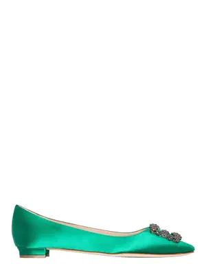 Manolo Blahnik Hangisi Appliqué Flat Pumps - Green
