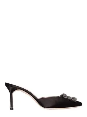 Manolo Blahnik Hangisi 70mm Appliqué Mules - Black