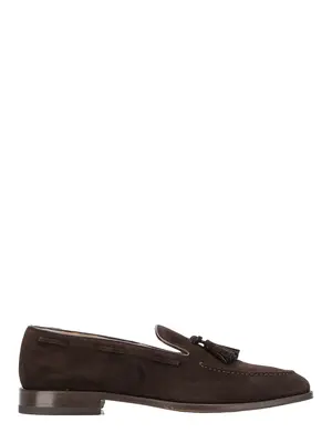 SCAROSSO Suede Tassel Loafers - Brown