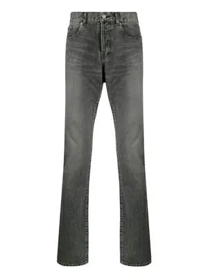 Saint Laurent Faded Effect Straight Leg Jeans - Grey