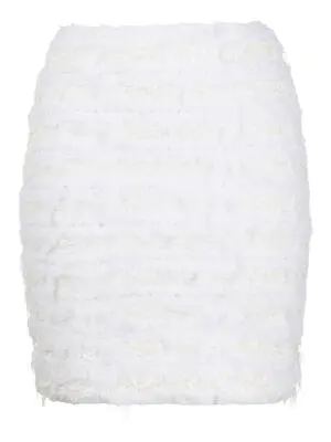Balmain Fitted Tweed Mini Skirt - White