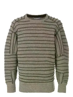 Issey Miyake Tonal Striped Jumper - Brown
