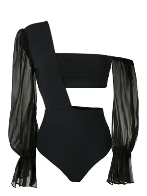 AMIR SLAMA One Shoulder Bodysuit - Black