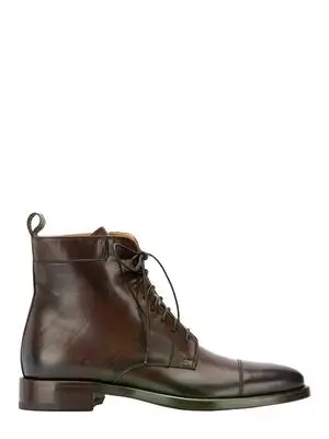 SCAROSSO Leather Lace-up Boots - Brown