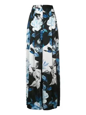 Off-White Floral Palazzo Pants - Black
