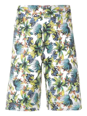 AMIR SLAMA Foliage Print Swim Short - White