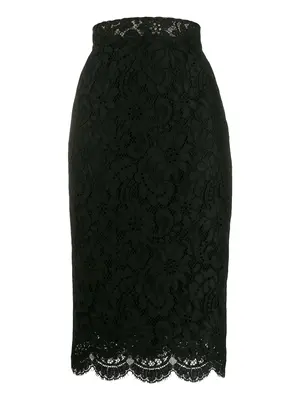 Dolce & Gabbana Lace-overlay Pencil Skirt - Black