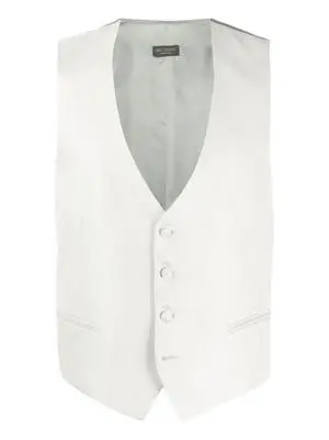 DELL'OGLIO V-neck Silk Waistcoat - Grey