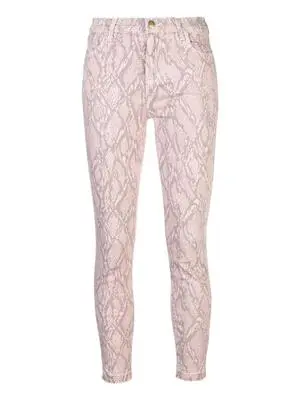 J Brand Snakeskin Print Cropped Skinny Jeans - Pink