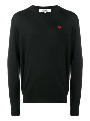 Play Comme Des Garcon Contrast Logo Jumper - Black