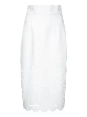 BAMBAH Cutout Scalloped Pencil Skirt - White