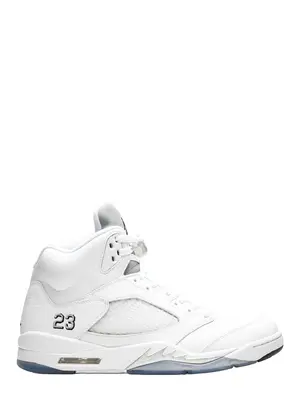 JORDAN Air 5 Retro Metallic Silver Sneakers - White
