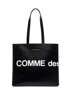 Comme Des Garçons Logo-print Leather Tote - Black