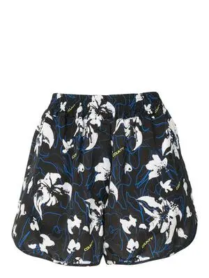 COUNTY OF MILAN Floral Print Short Shorts - Black