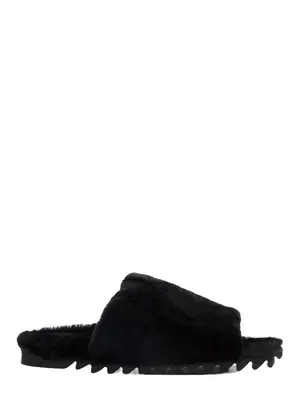 PETER NON Shearling Line Sandals - Black