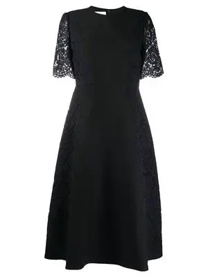 Valentino Garavani Lace Sleeve Knee-length Dress - Black