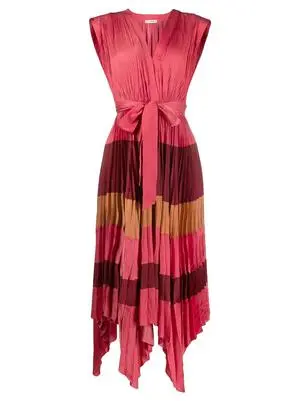 Ulla Johnson Striped Pleated Dress - Pink