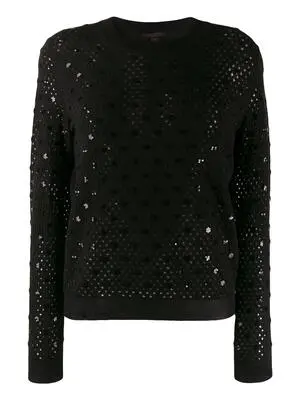 LOUIS VUITTON Open Knit Sequinned Jumper - Black
