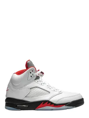 JORDAN Air 5 Retro Fire Red Sneakers - White