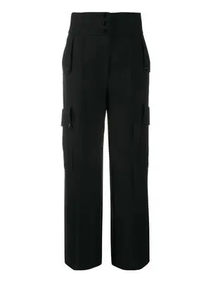 Stella McCartney High-waisted Wide-leg Wool Trousers - Black