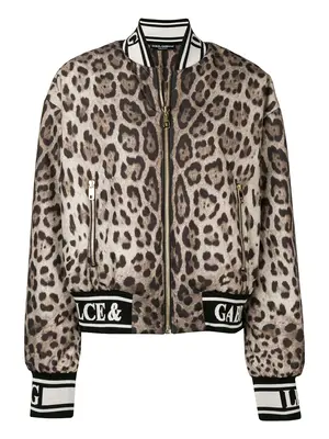 Dolce & Gabbana Leopard-print Bomber Jacket - Brown