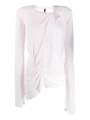 BEN TAVERNITI UNRAVEL PROJECT Asymmetric Long Sleeve Top - Pink