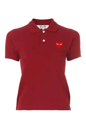 Play Comme Des Garcon Comme Des Garçons Play Logo Embroidered Cropped Polo Shirt Pink