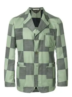 Comme Des Garçons Checkerboard Buttoned Jacket - Green