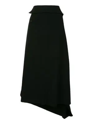 Yohji Yamamoto Wool Cropped Loose Fit Trousers - Black