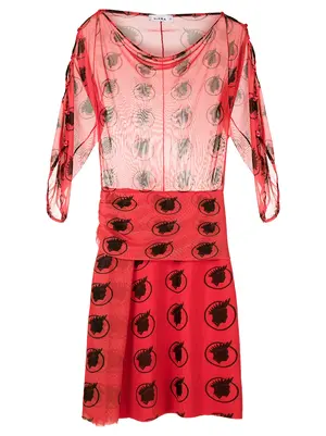 AMIR SLAMA Printed Tulle Dress - Red