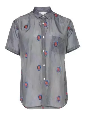 Comme Des Garçons Mask Embroidered Short-sleeved Shirt - Grey