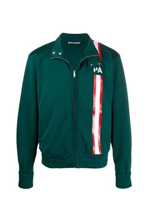 Palm Angels Stripe Detail Logo Track Jacket - Green