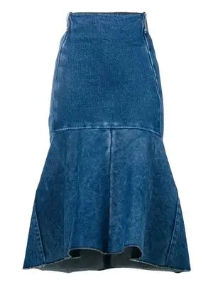 Balenciaga Godet Peplum-style Denim Skirt - Blue