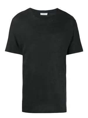 Sandro SANDRO Round-Neck Linen T-Shirt Black