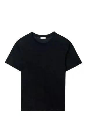 Sandro Round-neck Linen T-shirt - Black