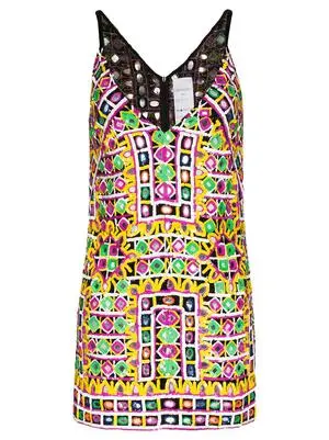 Ashish Sequin-embellished Patterned Mini Dress - Yellow