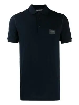 Dolce & Gabbana Logo-tag Piqué Polo Shirt - Blue