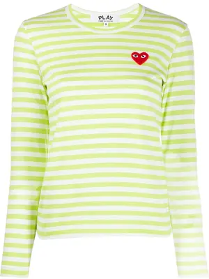 PLAY COMME DES GARCON Comme Des Garçons Play Heart Print Striped T-Shirt