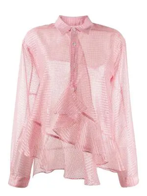 JULIEN DAVID Julien David Checkered Ruffle Trim Shirt